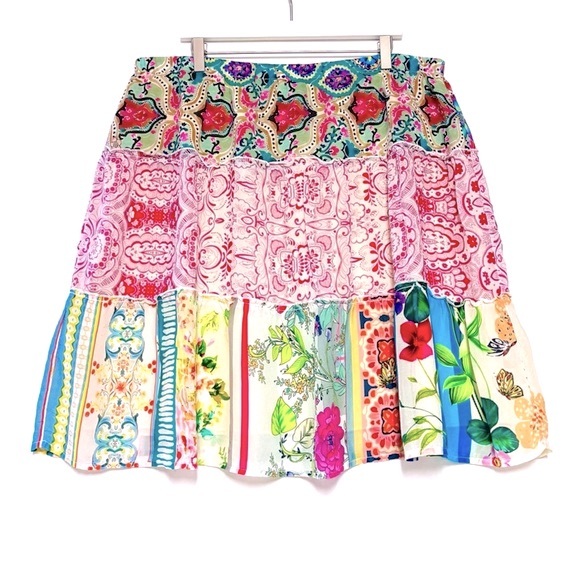 Johnny Was | Skirts | Johnny Was Skirt Patchwork Tiered Print Floral ...